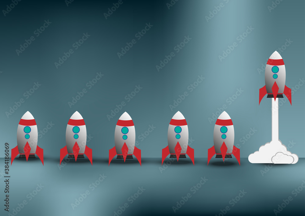 Vecteur Stock Group of rocket.group of rocket direction and one jump ...