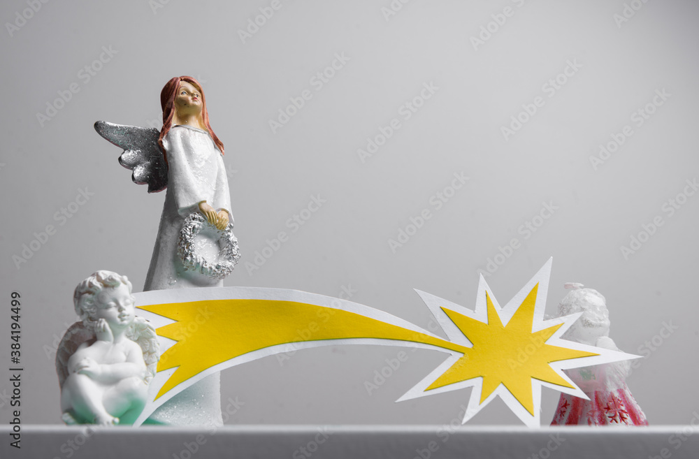 Golden Star of Bethlehem as symbol. Christmas. Angels. Stock Photo ...