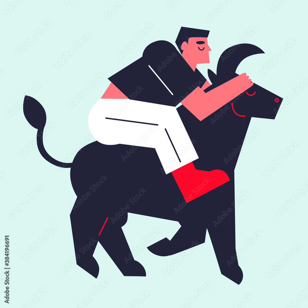 Taurus zodiac sign. Magic male characters. vector abstract graphic ...