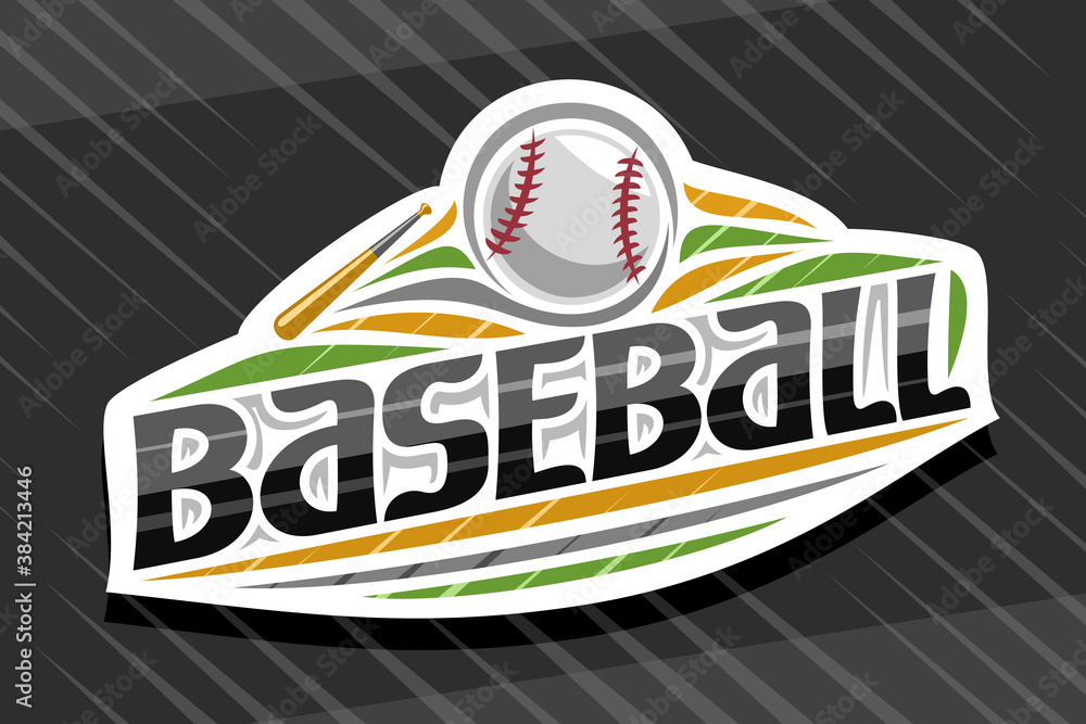 Vector logo for Baseball Sport, white modern emblem with illustration ...