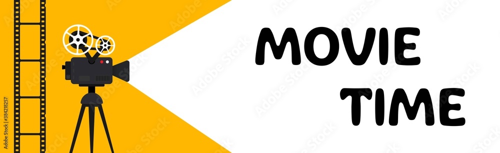 Movie time flat concept background, cinema banner design Stock Vector ...
