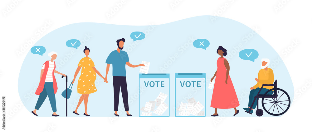 Voting or election concept, multiracial people of different ages ...