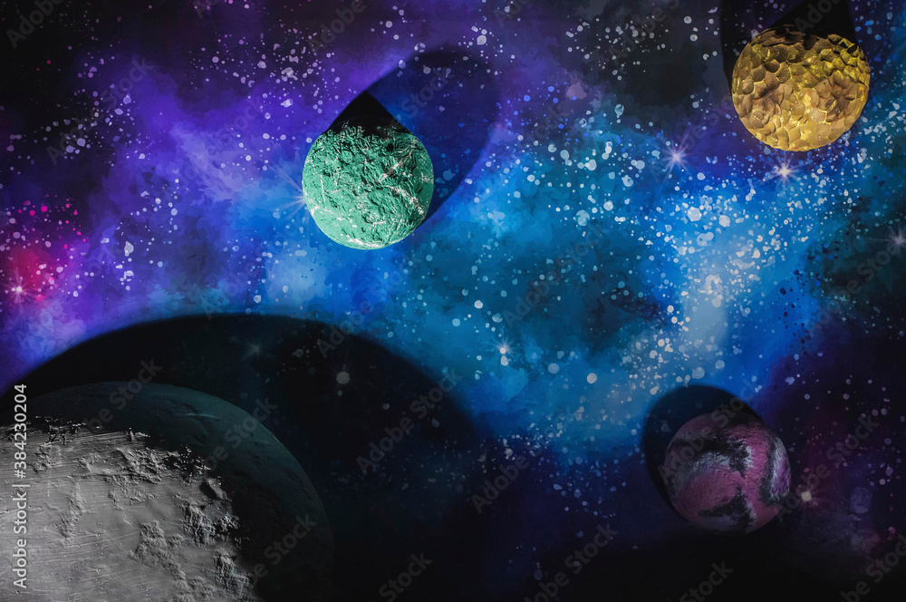 Colorful layout of planets and solar system Stock Photo | Adobe Stock