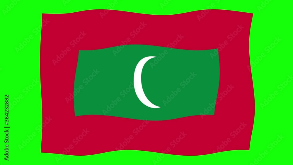 Maldives Flag Waving and Flutter Green Screen Background Animation ...