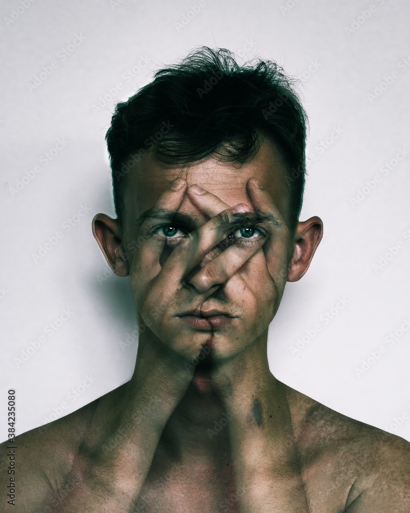 portrait of a man, emotions, young guy, art, emotions on the face ...