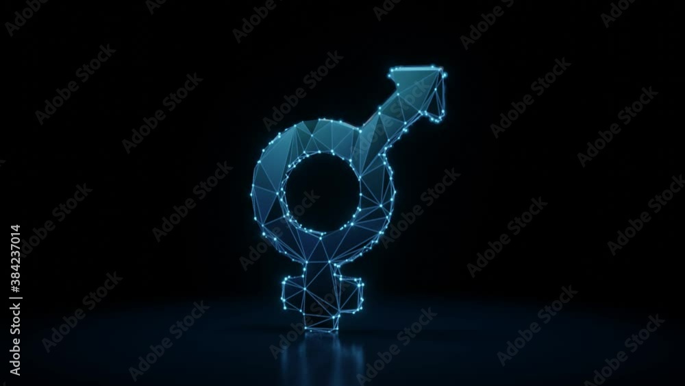 3d rendering 4k fly through wireframe neon glowing symbol of ...
