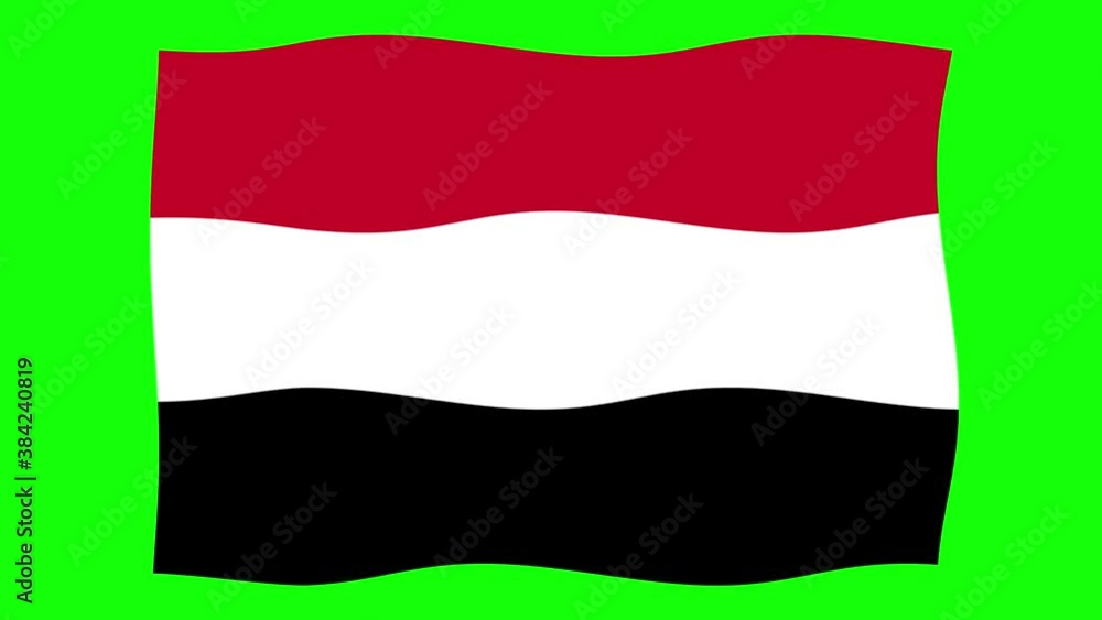 Yemen Flag Waving and Flutter Green Screen Background Animation vídeo ...