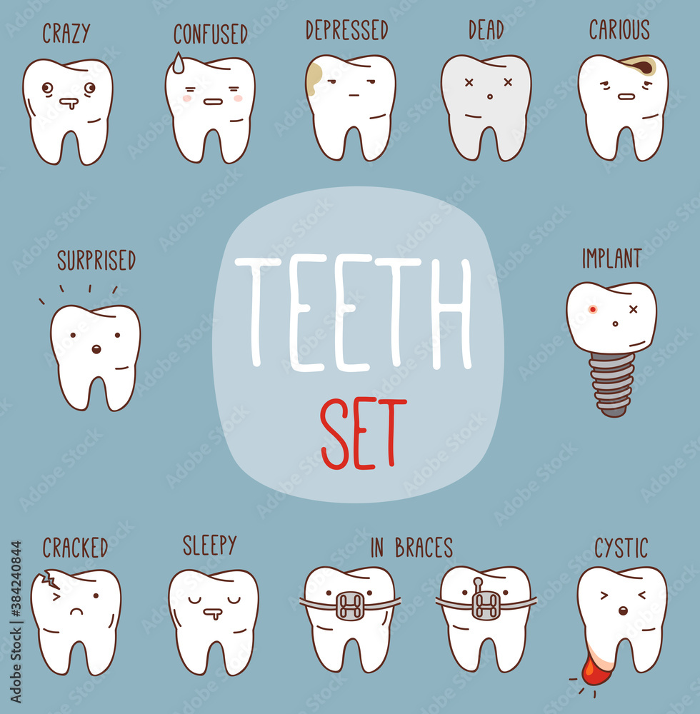 Teeth Treatment Set Dental Collection For Your Design With Different