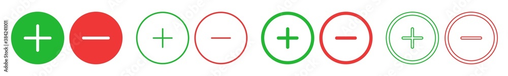 Plus Minus Icon Red Green | Positive Negative Buttons Illustration ...