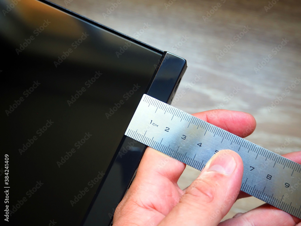Details and close-up of a modern LED TV. Modern TV for watching movies ...