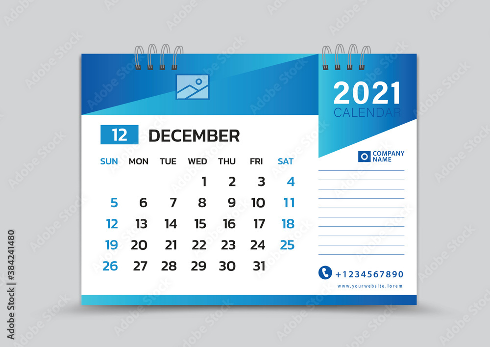 December month template, Desk Calendar 2021 Creative design can be ...