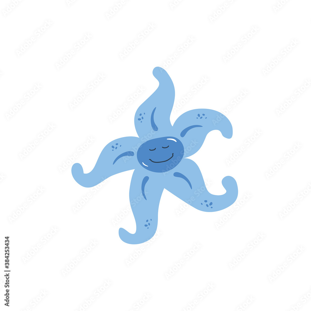 Vector handdrawn cute illustration of starfish or star sea on the white ...