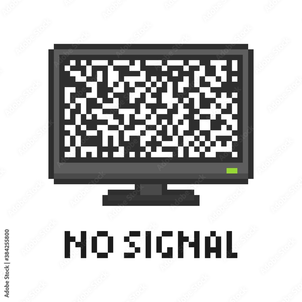Pixel art 8-bit tv monitor with no signal noise - editable isolated ...