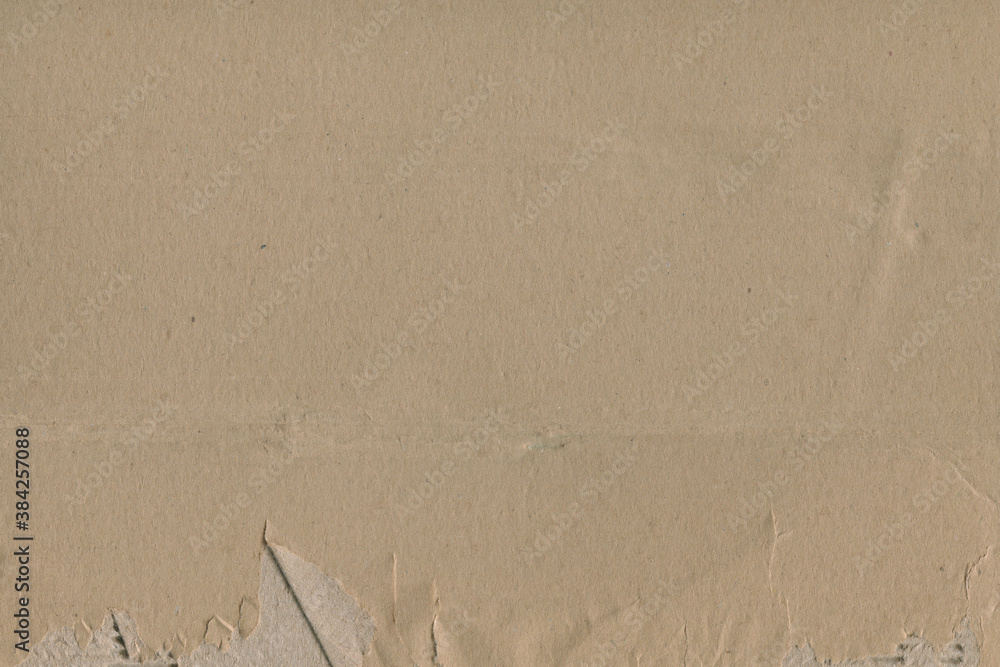Close up of a light brown vintage rough sheet of carton. Cardboard ...
