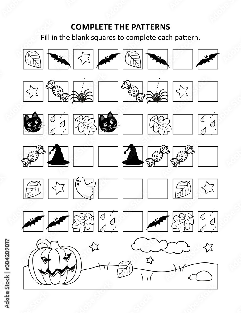 Halloween educational math activity sheet and coloring page to learn ...