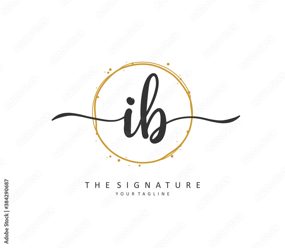 IB Initial letter handwriting and signature logo. A concept handwriting ...