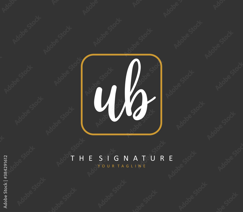 U B UB Initial letter handwriting and signature logo. A concept ...