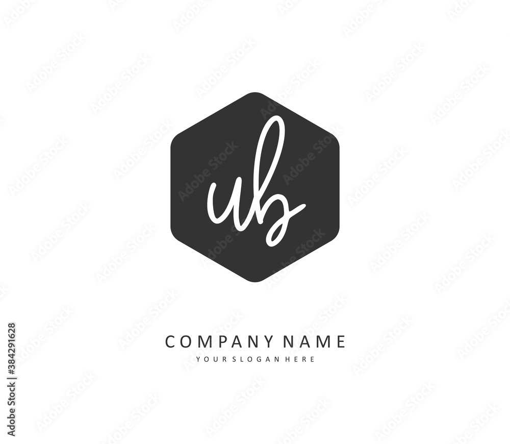 U B UB Initial letter handwriting and signature logo. A concept ...