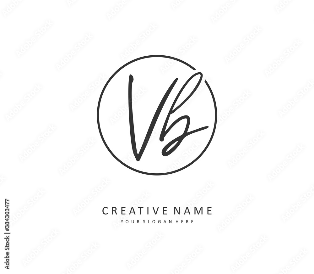 V B VB Initial letter handwriting and signature logo. A concept ...