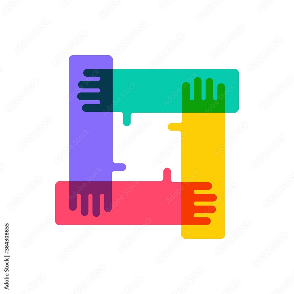 team work hand holding each other logo vector icon illustration Stock ...