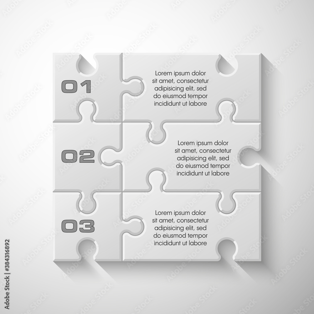 Three piece puzzle business presentation. Circle infograph. 3 step ...