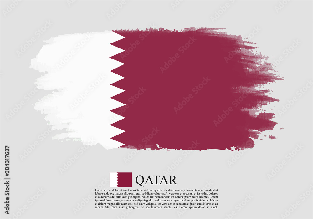 Textured and vector flag of Qatar drawn with brush strokes. Texture and ...