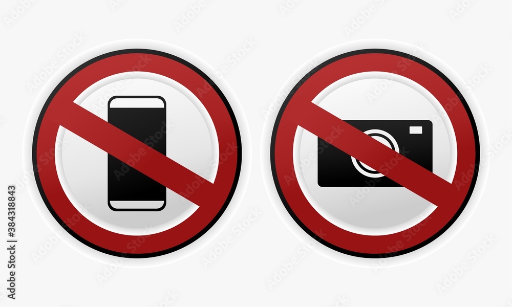 No phone, no camera sign. Illustration vector Stock Vector | Adobe Stock
