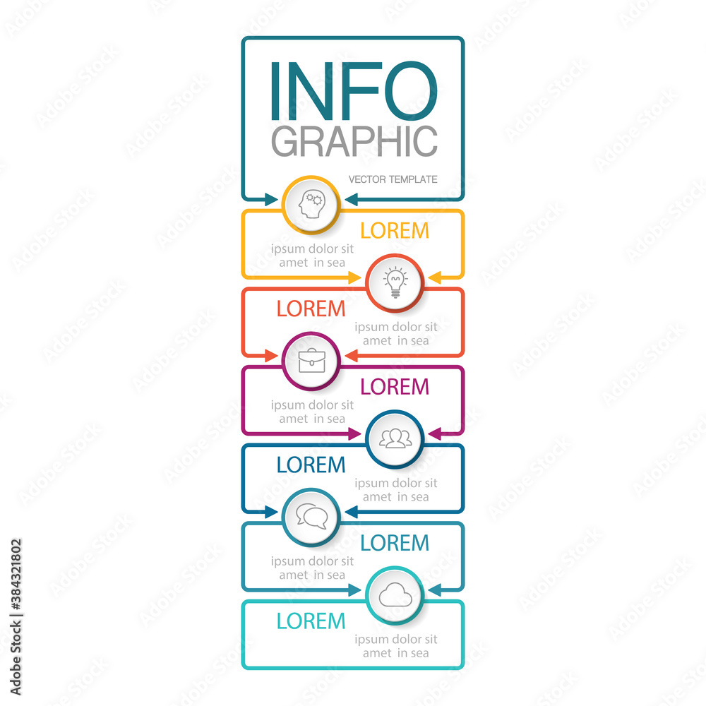 Vertical vector infographic template, 6 steps or options. Data ...