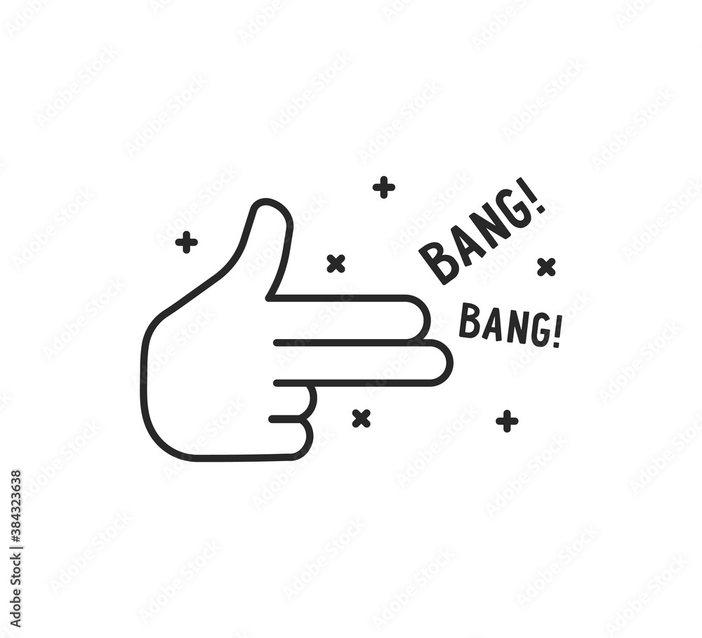 black simple finger gun thin line icon Stock Vector | Adobe Stock