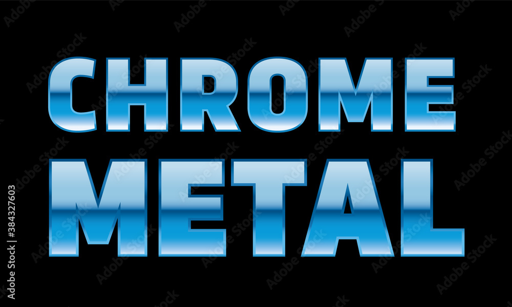 Metallic gradient font. Metal gradient. Silver text. Blue surface ...