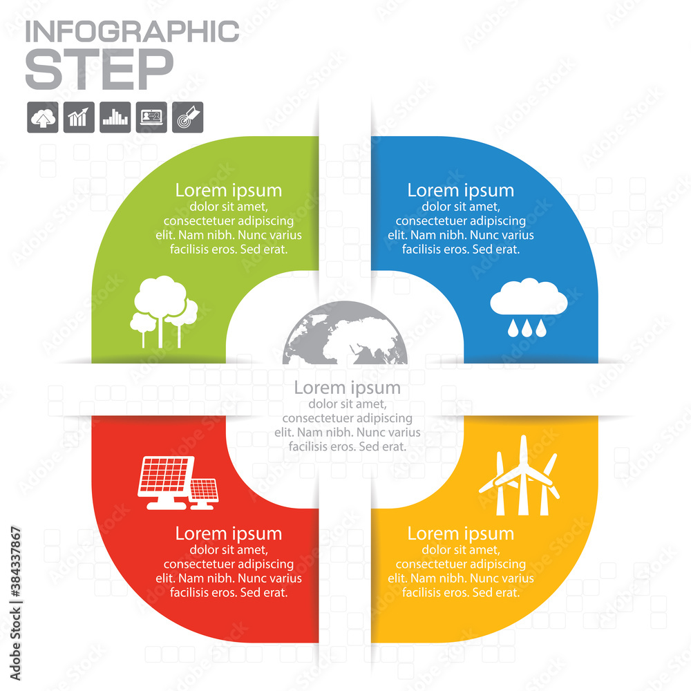 Four sided, numbered flat rainbow spectrum colored puzzle presentation ...