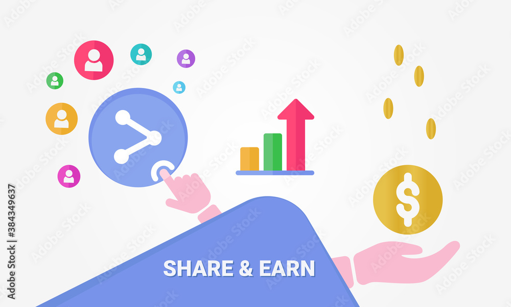 Share and earn money online Stock Vector | Adobe Stock