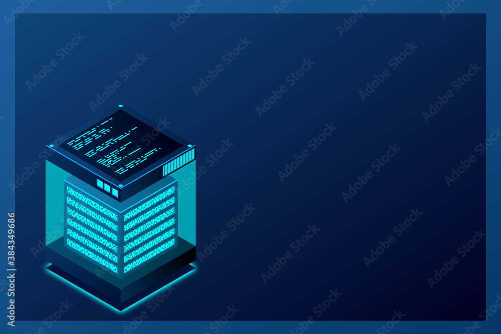 Isometric Digital Technology Web Banner. BIG DATA Machine Learning ...