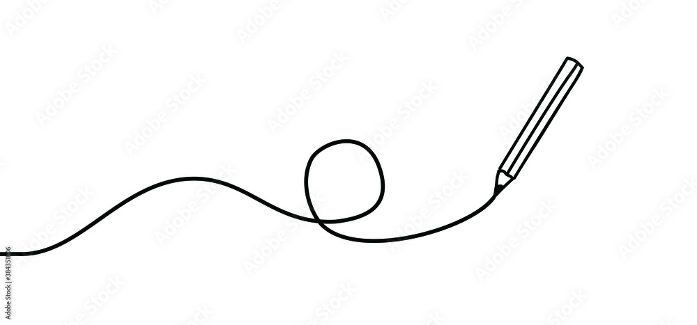 Pencil line pattern. Cartoon ball pen icon. Drawing hand pen streak ...
