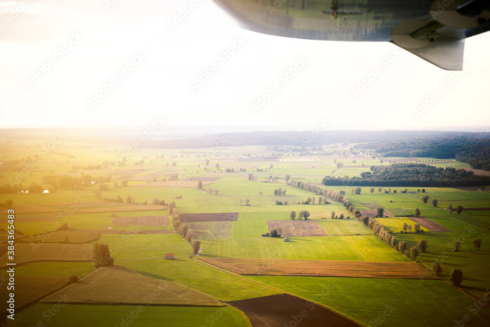 Flying over Germany with a small airplane Stock Photo | Adobe Stock