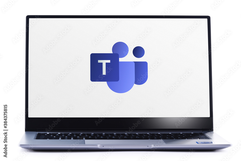 Laptop computer displaying logo of Microsoft Teams Stock Photo | Adobe ...