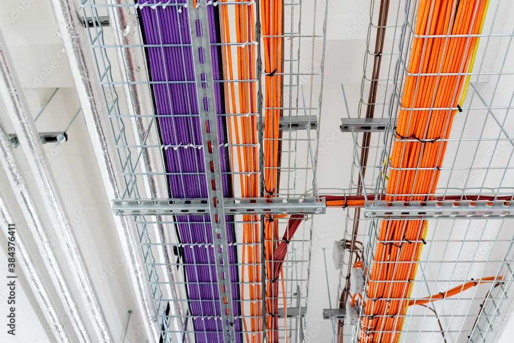 Photo & Art Print Electrical conduits system and metal pipeline ...