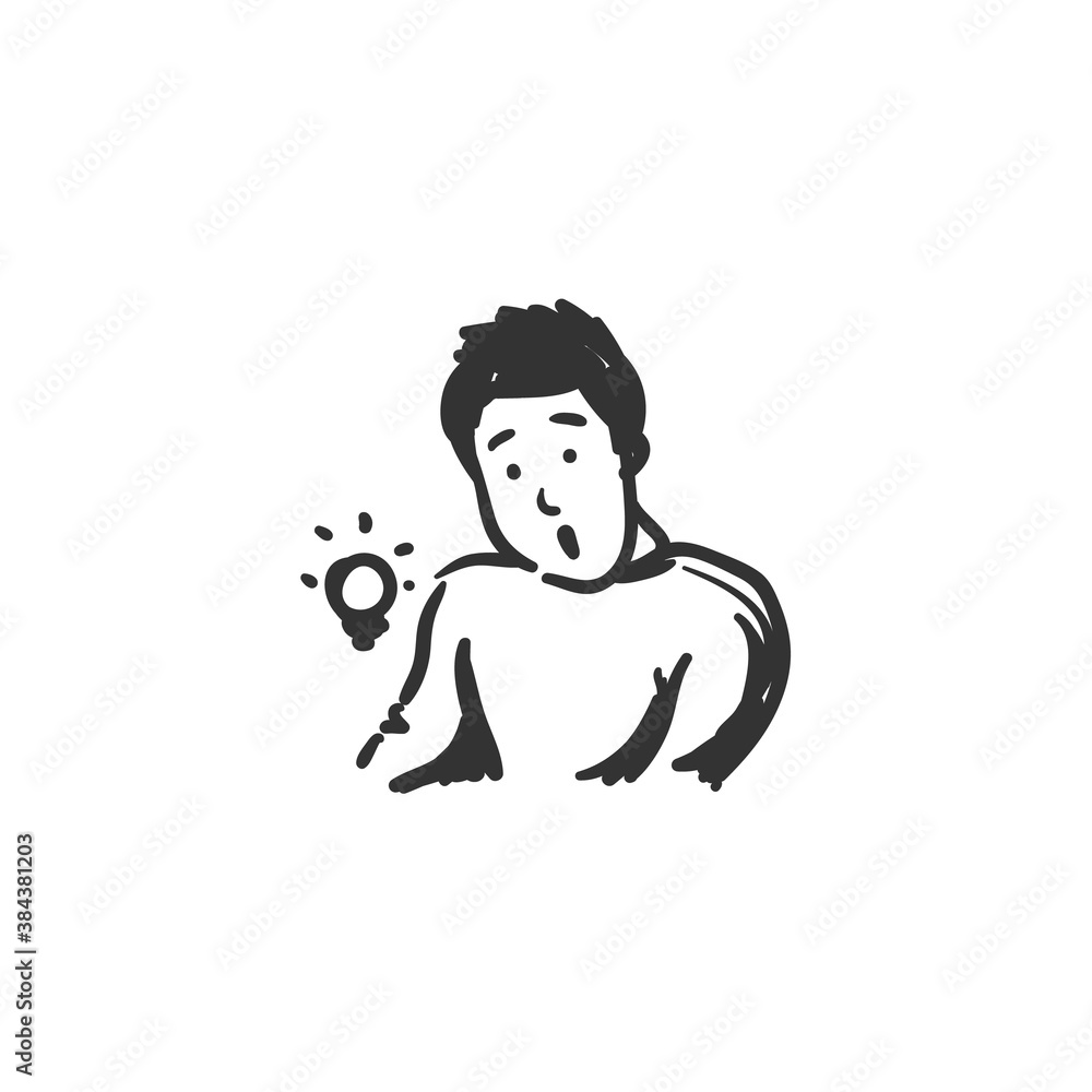 Curiosity feeling icon. Curious man. Outline sketch drawing. Human ...