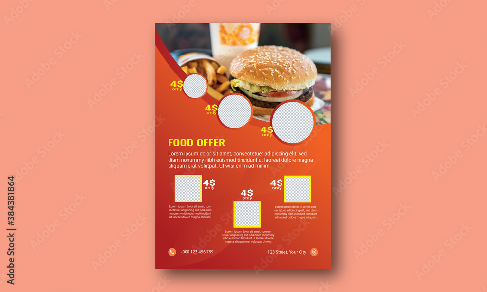 Set of menu, restaurant, junk food, flyer design templates in A4 size ...