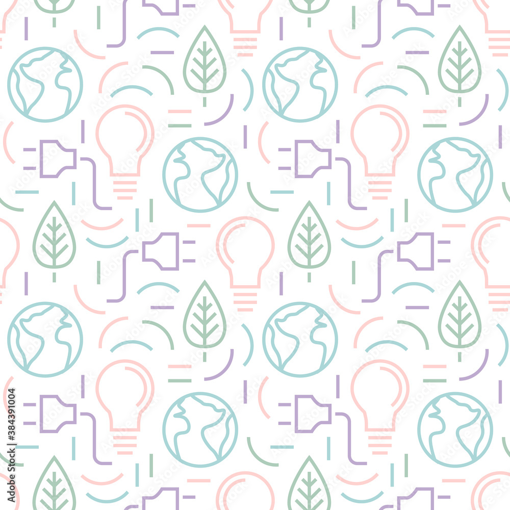Ecologic environment energy symbols seamless pattern. Repetitive vector ...