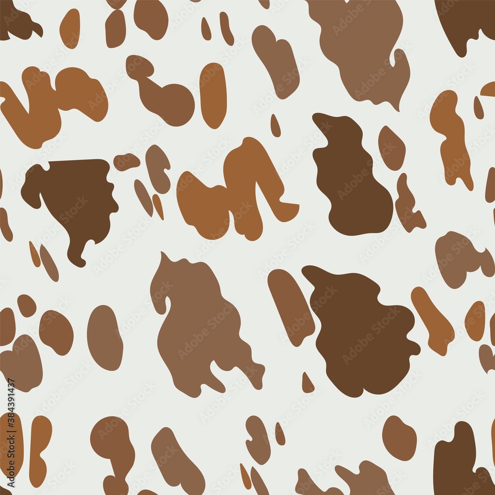 Brown cow pattern. Seamless texture of domestic animal, rural print for ...