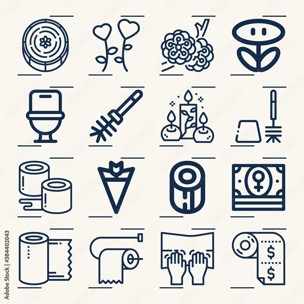 Simple set of flush related lineal icons. Stock Vector | Adobe Stock
