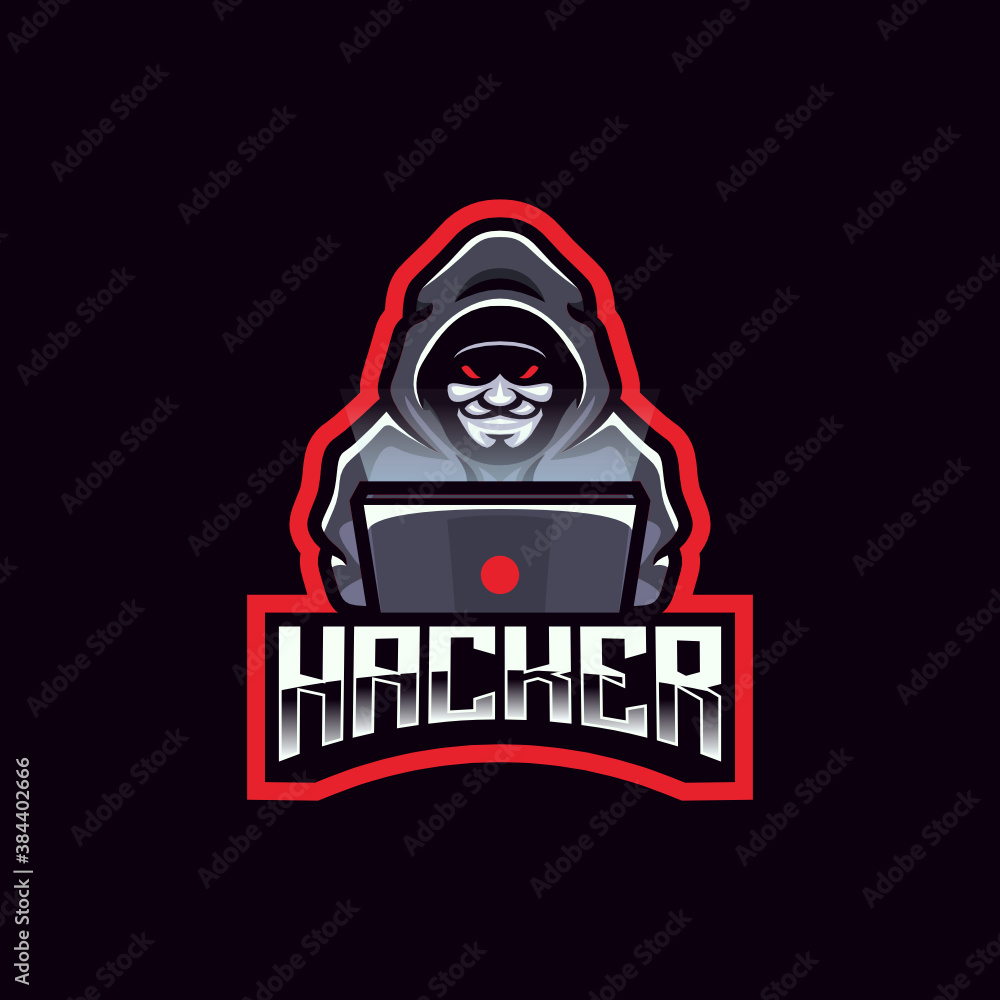 Hacker anonymous e-sport logo design emblem Stock Vector | Adobe Stock