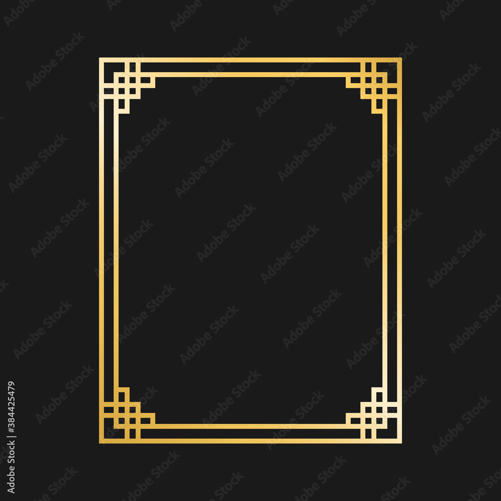 Art deco gold borders and frames. Pattern in the style of the 1920s for ...