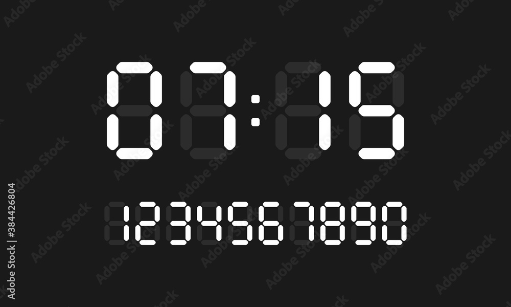 Digital clock icon. Digital calculation number set. Vector on isolated ...