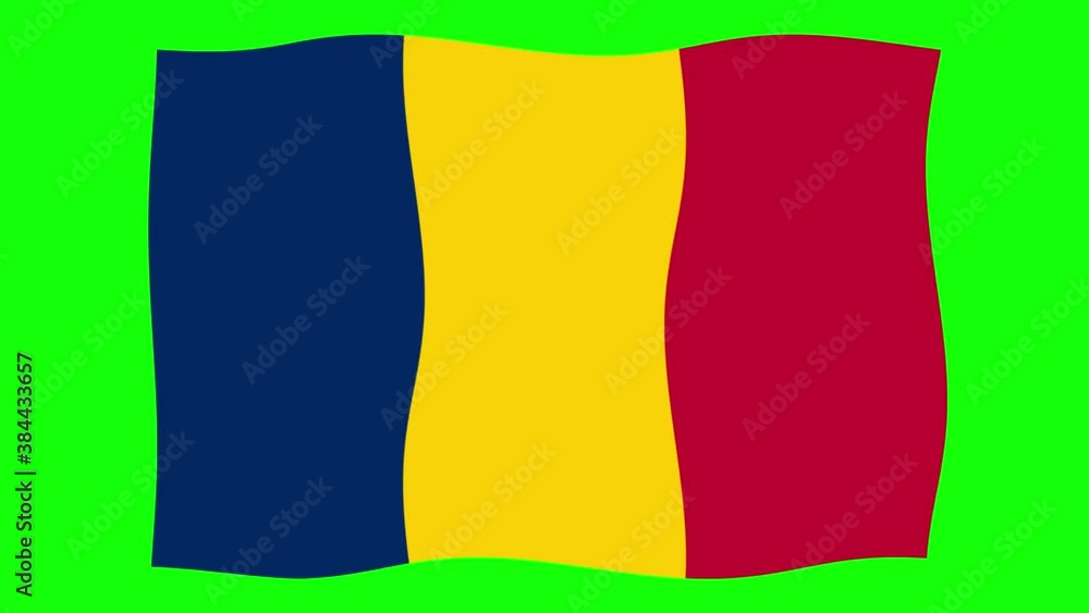 Chad Flag Waving and Flutter Green Screen Background Animation Stock ...