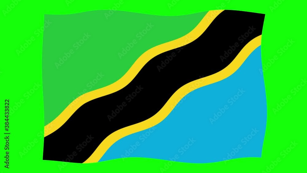 Tanzania Flag Waving and Flutter Green Screen Background Animation ...