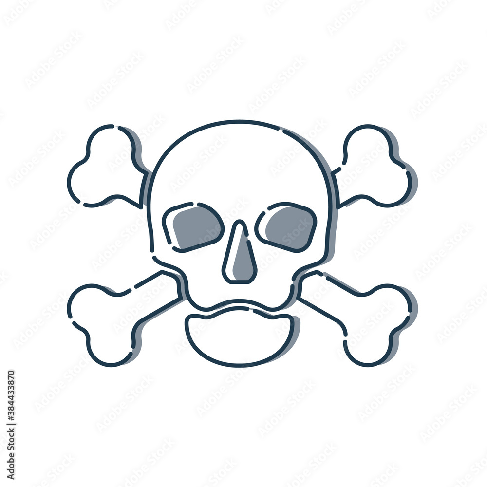 Human skull in full face and crossbones behind. Isolated illustration ...