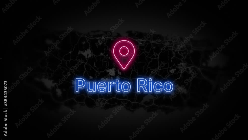 Puerto Rico State of the United States of America. Animated neon ...
