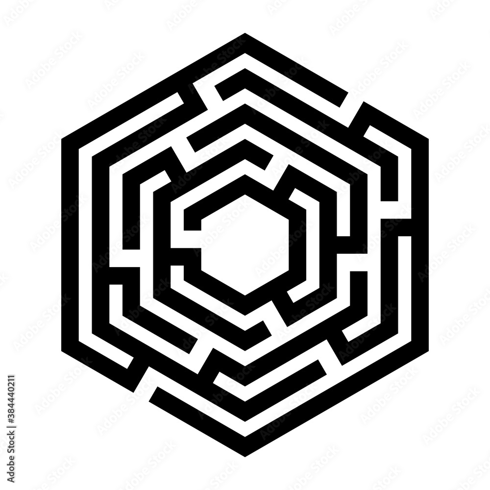 Abstract maze background. Labyrinths in shape of hexahedron. Modern design of mystery pattern ...